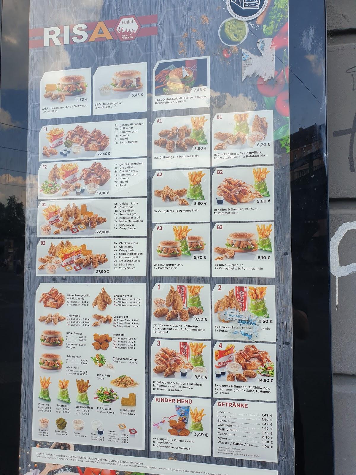 Speisekarte von RISA Chicken restaurant, Berlin, Schönhauser Allee 45