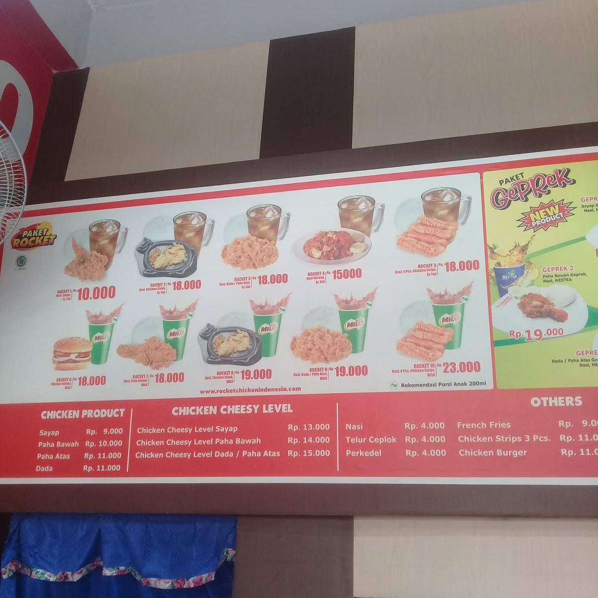Menu at Rocket Chicken Betung restaurant, Indonesia