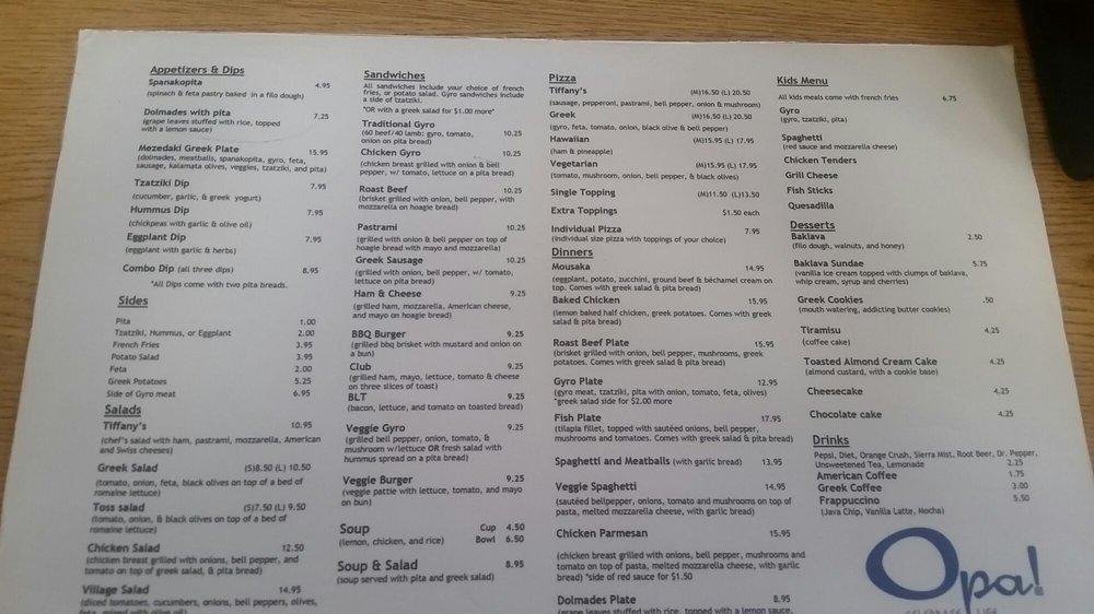 Menu at Tiffany's Pizza & Deli Coffee pizzeria, Las Cruces