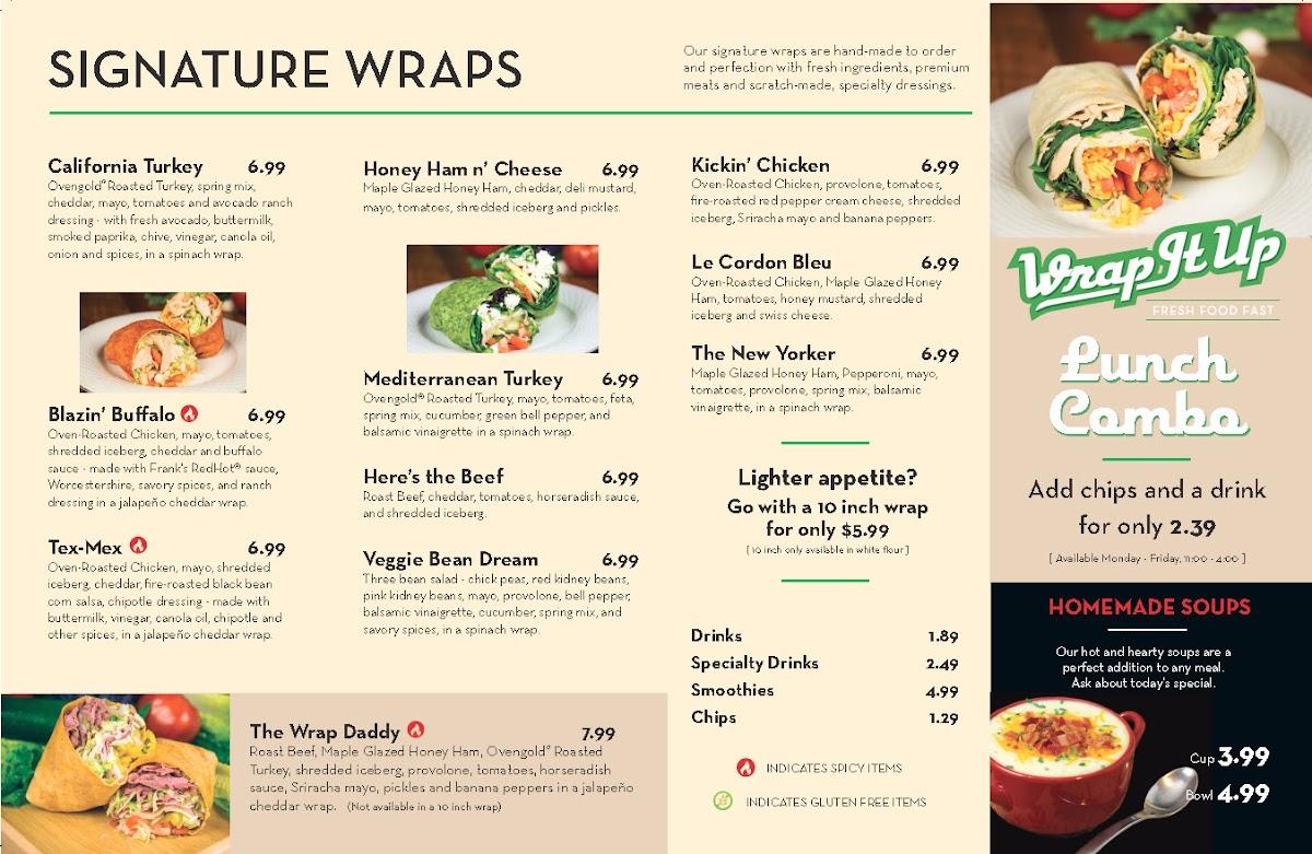 Menu at Wrap It Up restaurant, DeLand