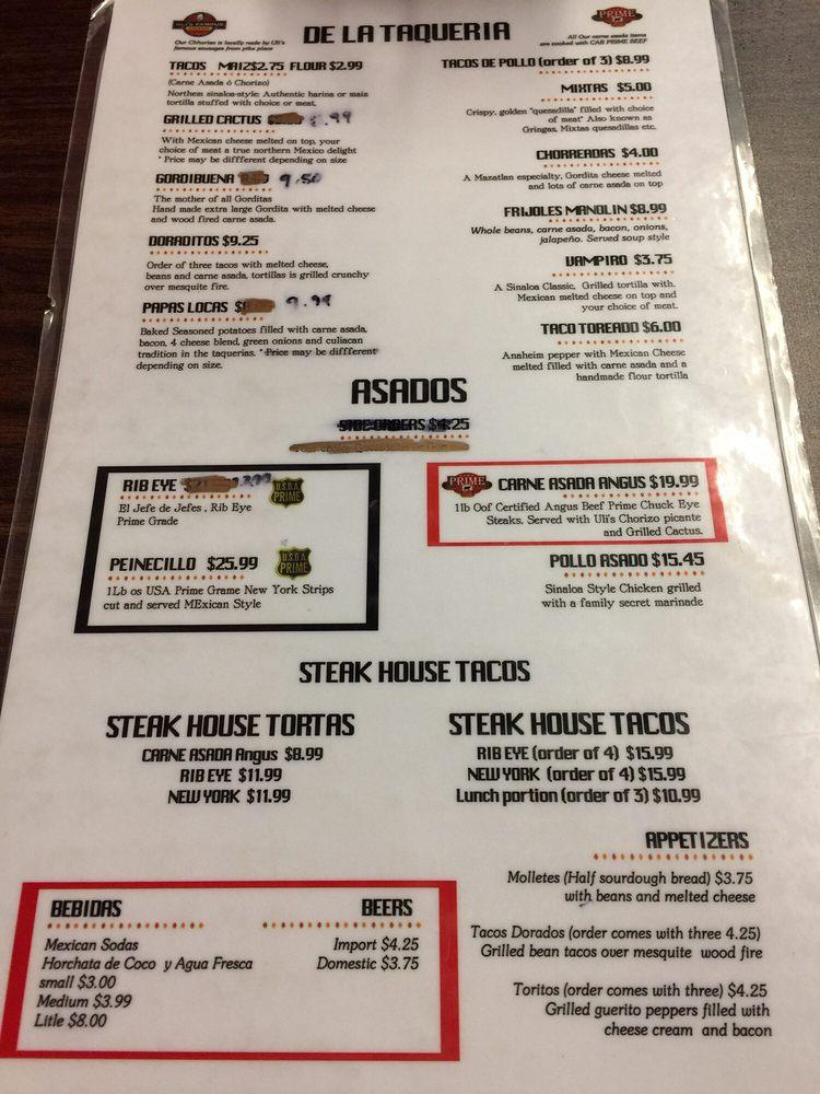 Menu at Asadero Prime steakhouse, Kent, 310 Washington Ave N