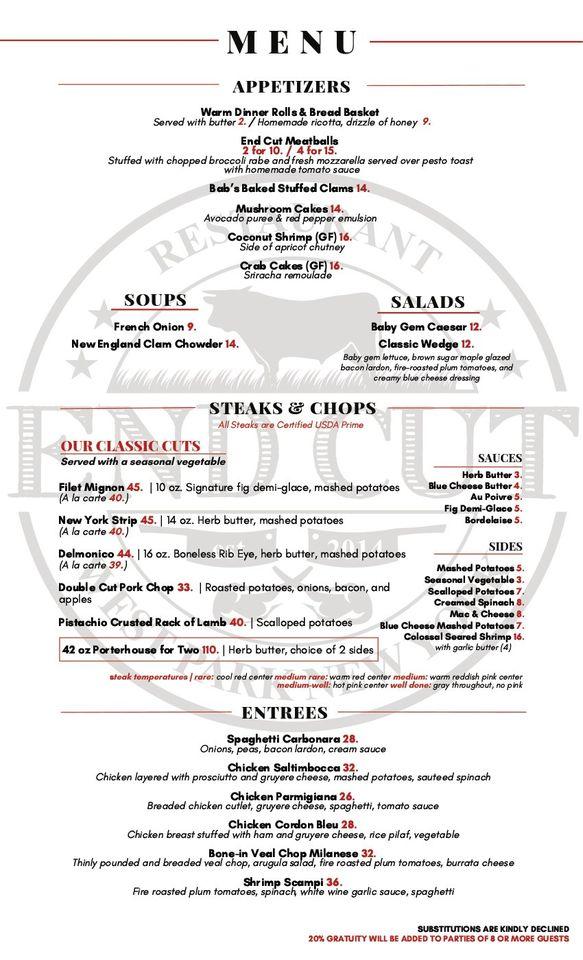 Menu at End Cut (West Park) pizzeria, West Park, Rte 9W