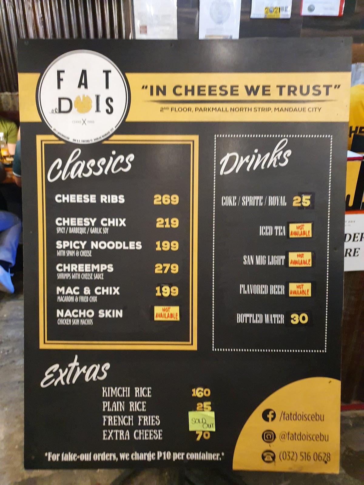 Menu at Fat Dois Parkmall restaurant, Mandaue City, 8WGM+565