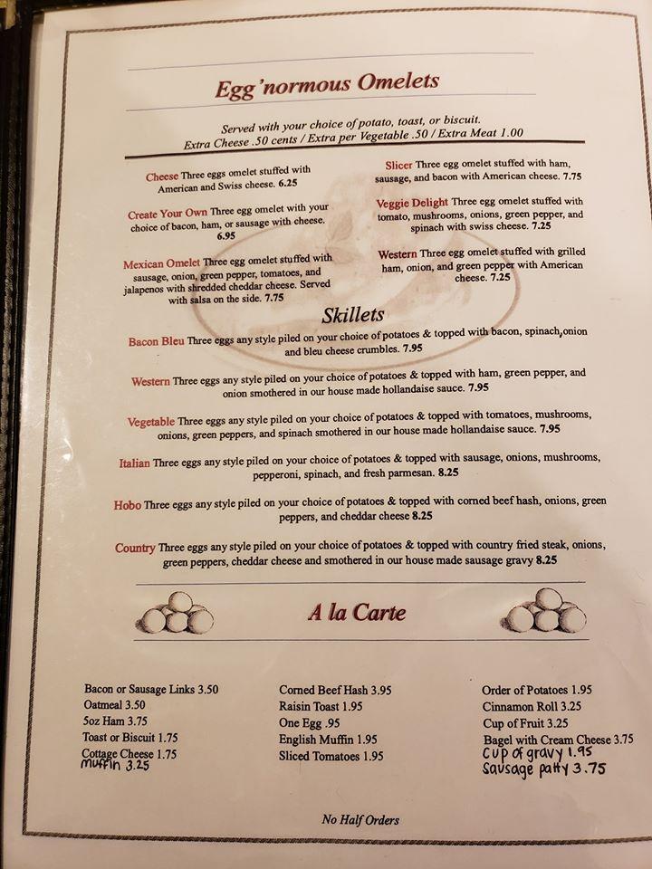Menu at Mama T's Diner restaurant, La Porte
