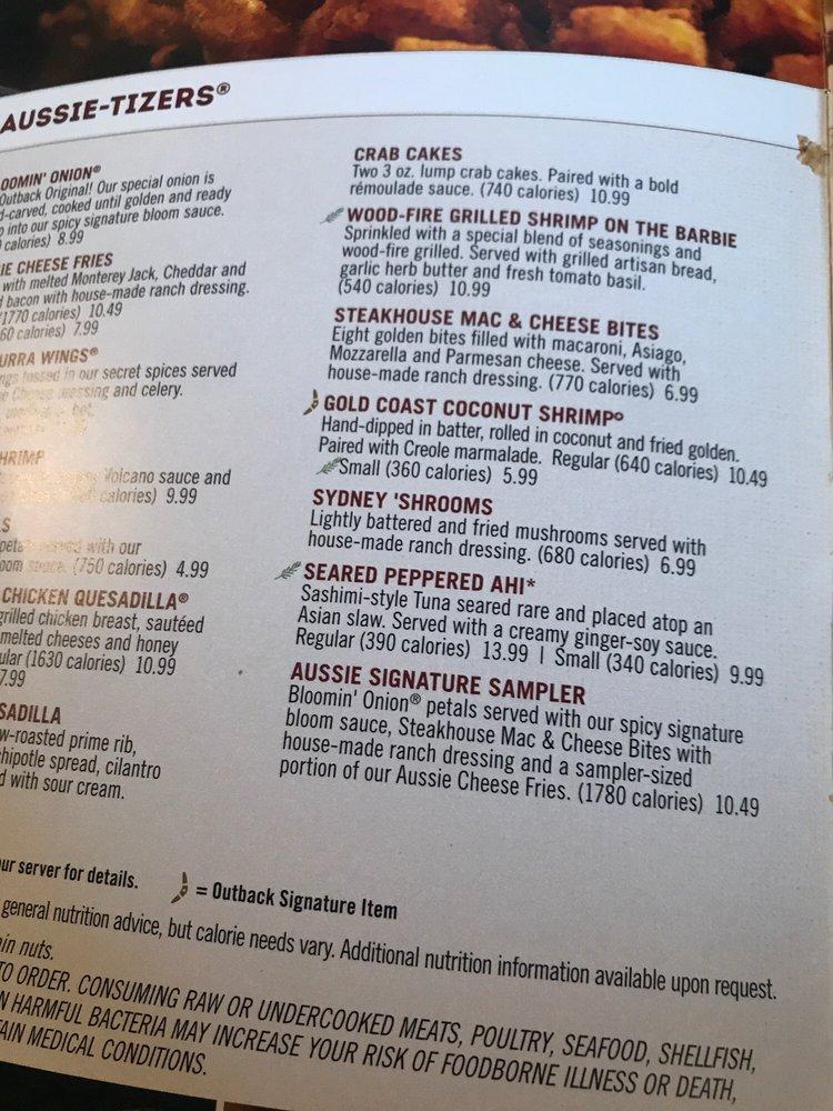 Menu at Outback Steakhouse, Las Cruces, 940 N Telshor Blvd