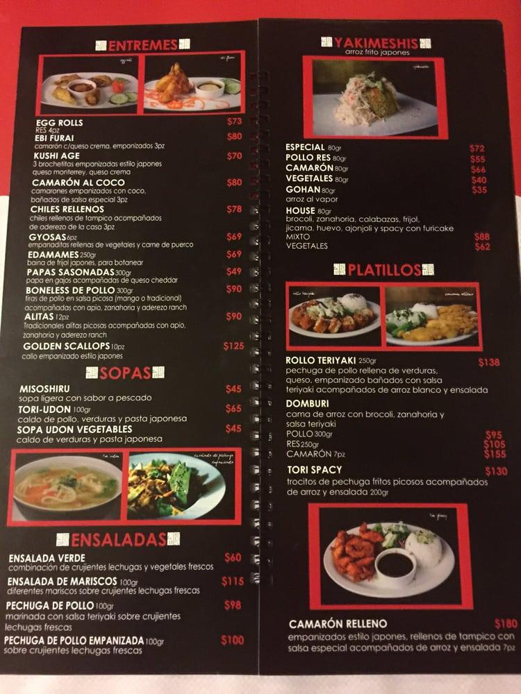 Menu at Sushi Sun restaurant, Puerto Peñasco
