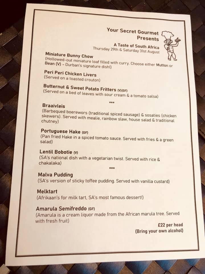 Menu at The Secret Cafe, Halifax