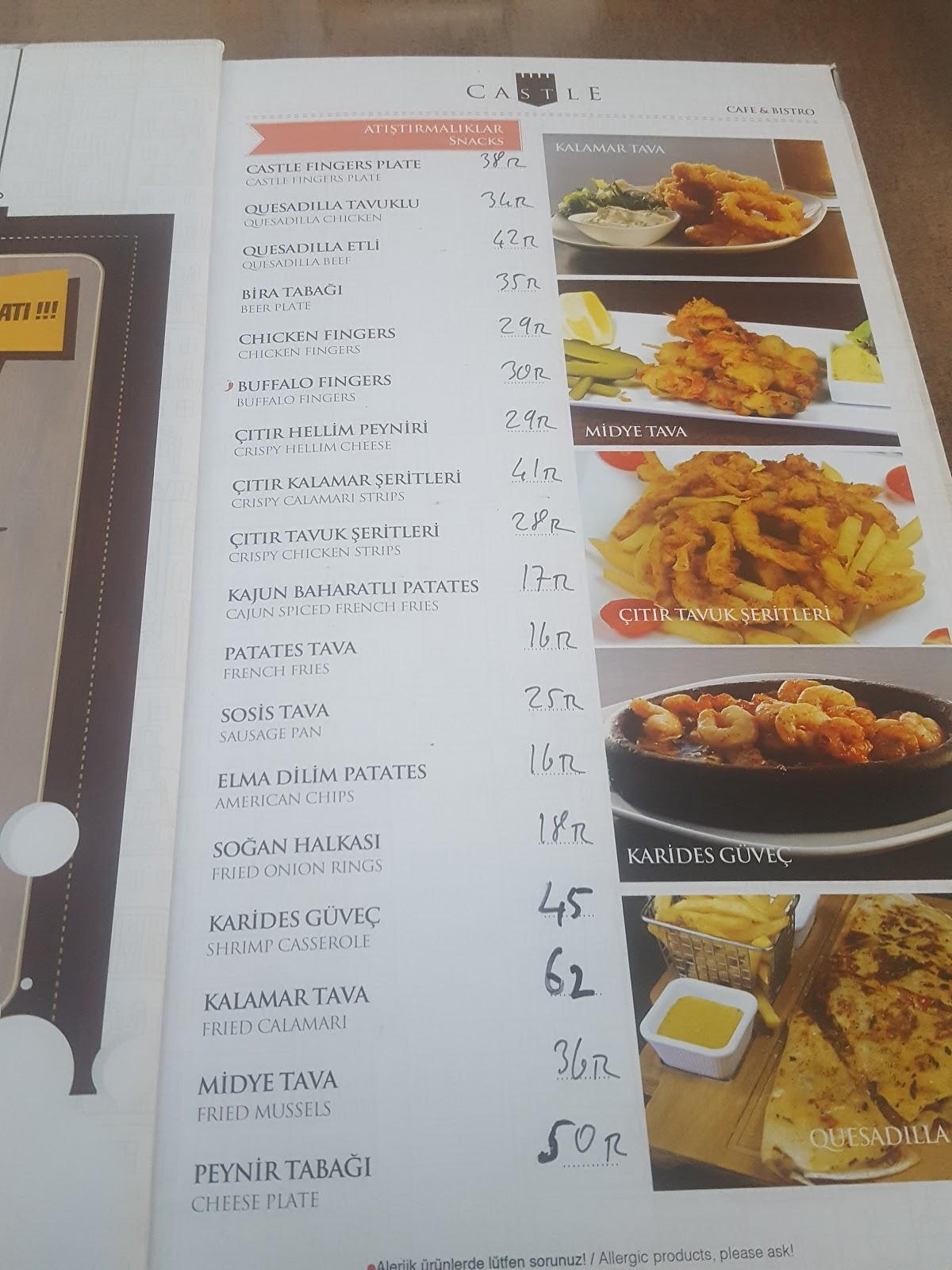 Menu at Castle Cafe & Restaurant, Antalya, Hıdırlık Sk. No:46