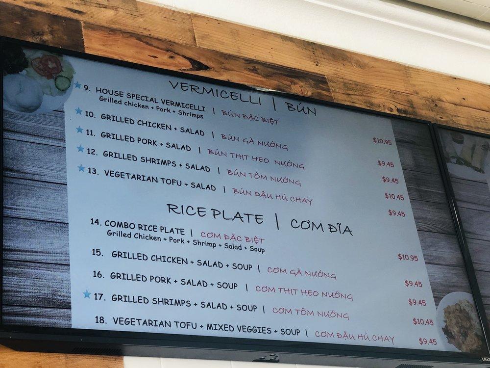 Menu at Pho Nation restaurant, Alameda