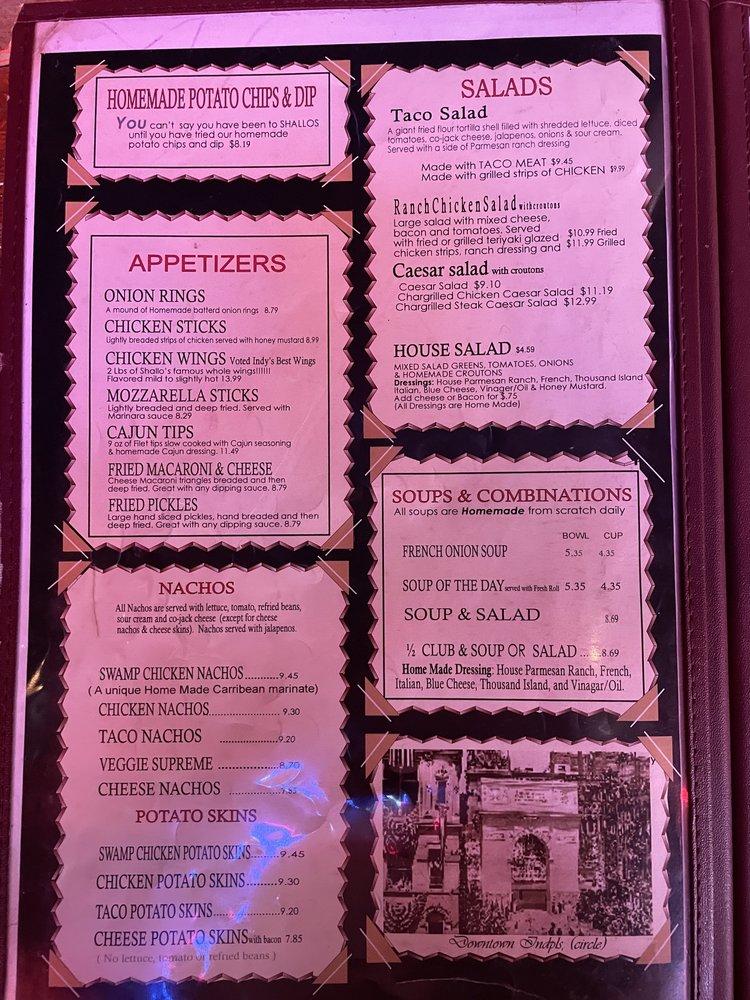 Menu at Shallo's Antique Restaurant & Brewhaus, Indianapolis
