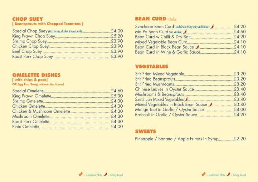 Menu at Surbiton Chinese Takeaway fast food, Surbiton