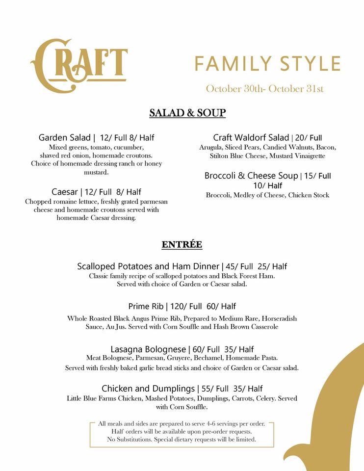 Menu at Craft On Seminary Street pub & bar, Galesburg
