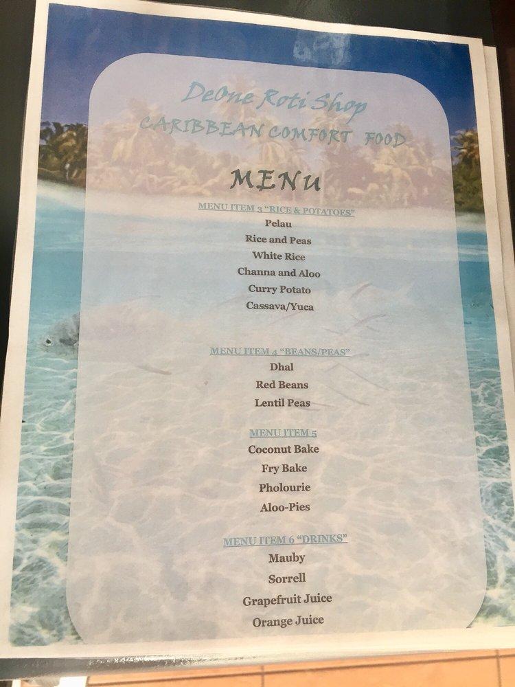 Menu at De One Roti Shop restaurant, Snellville