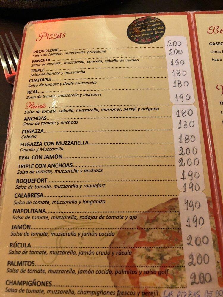 Menu at Pizzería Pedrito, Mar del Plata, DEG