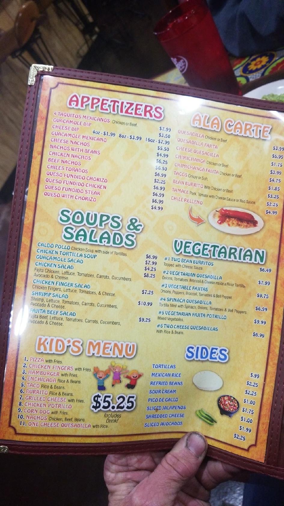 Menu at Potrillos Mexican Restaurant, Ada