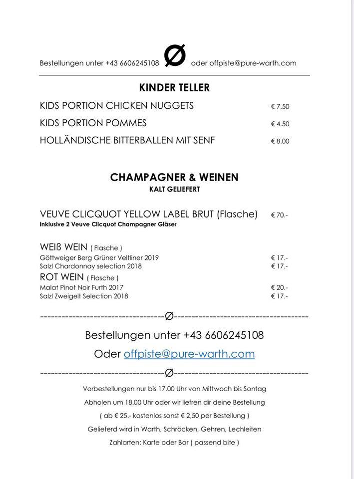 Speisekarte von ALPS Restaurant & Bar, Warth