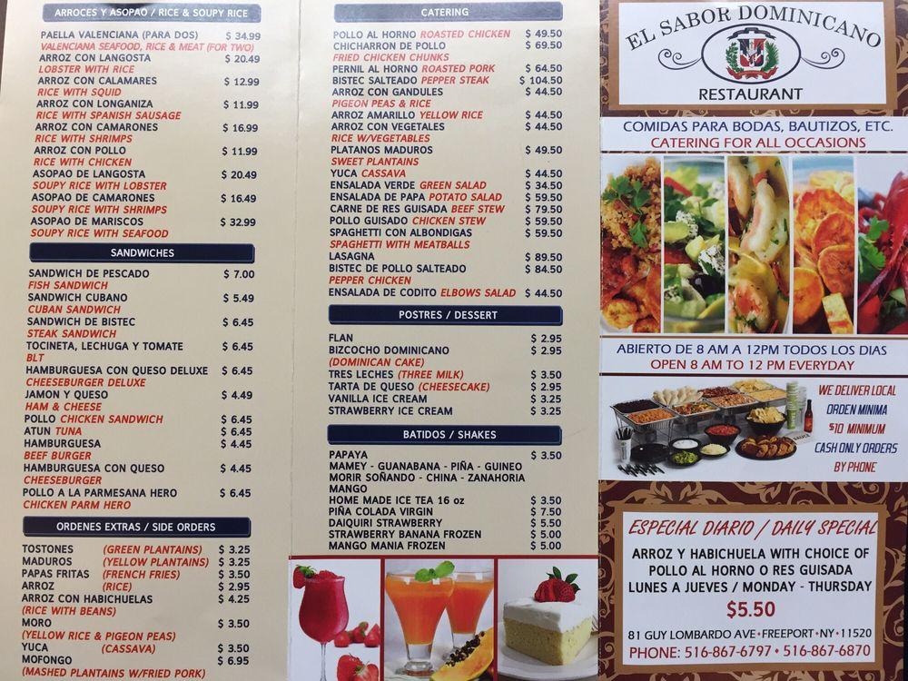 Menu at El Sabor Dominicano restaurant, Freeport