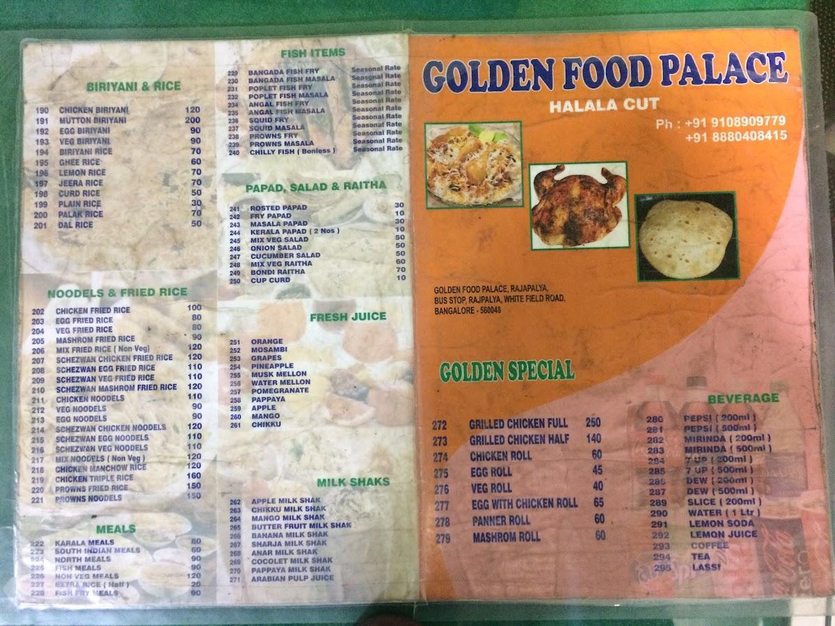 Menu at Golden Food Palace, Bengaluru, 7