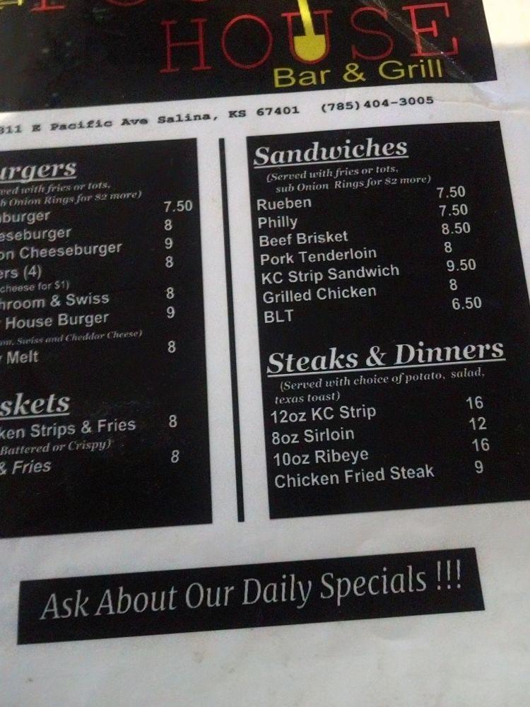 Menu at The Pour House pub & bar, Salina