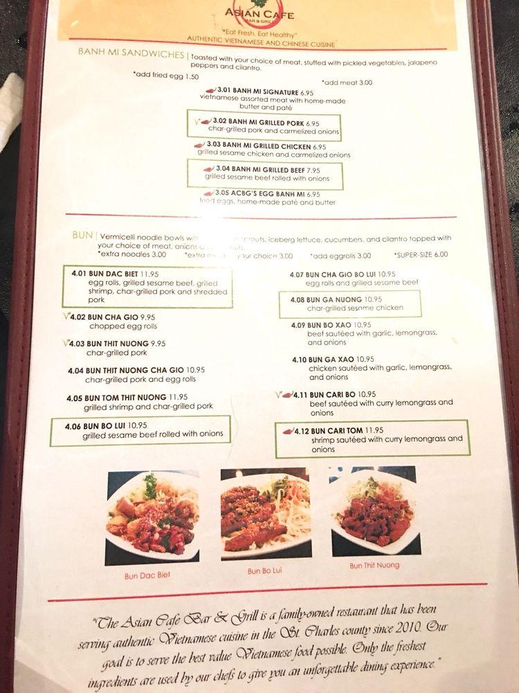 Menu at Asian Cafe Bar & Grill, O'Fallon