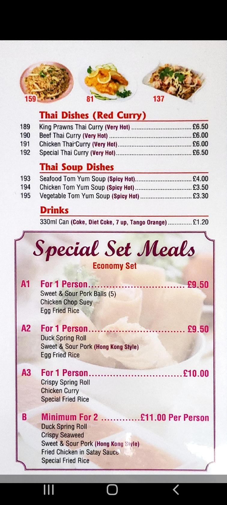 Menu at Happy Valley Chinese Rusthall fast food, Royal Tunbridge Wells