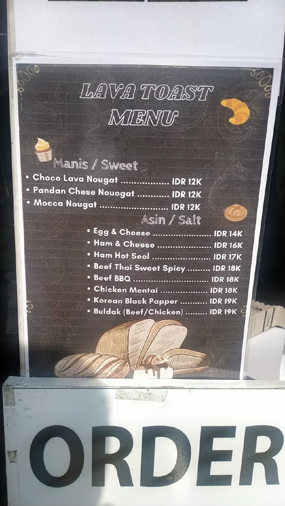 Menu at Lava Toast Duri Kosambi restaurant, West Jakarta
