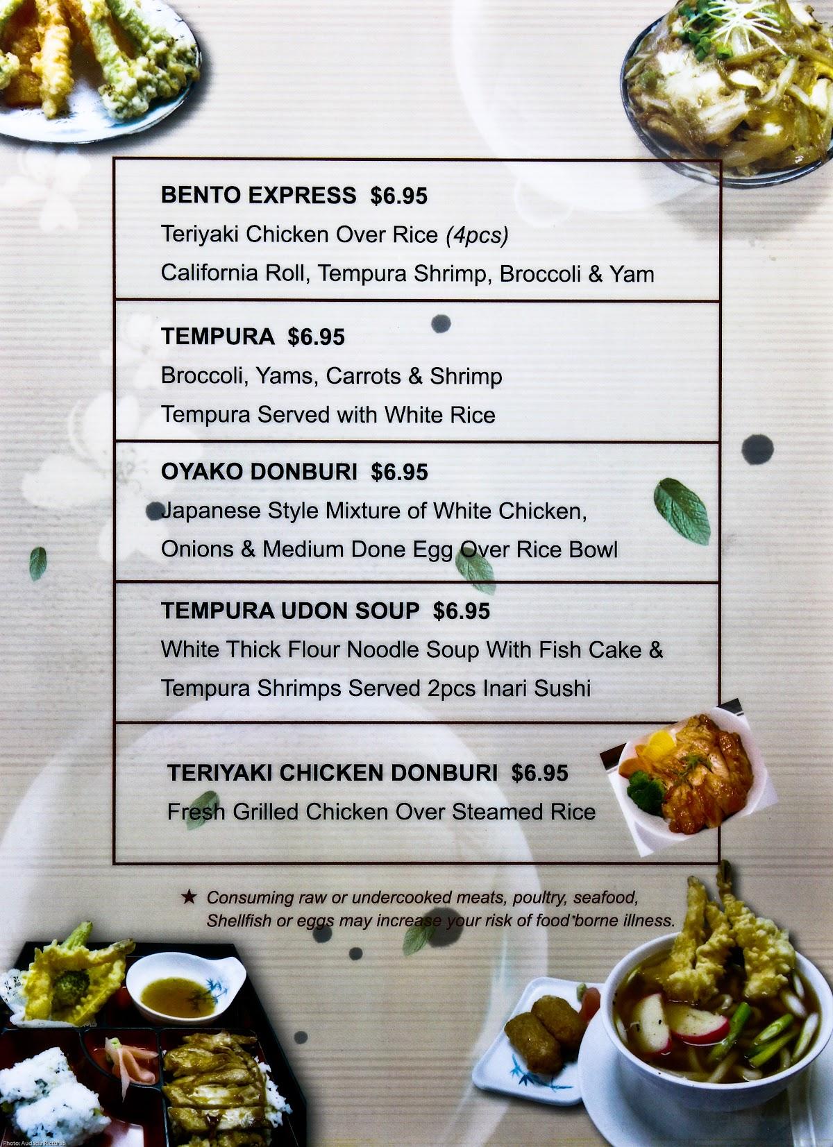 Menu at Momiji restaurant, Albany
