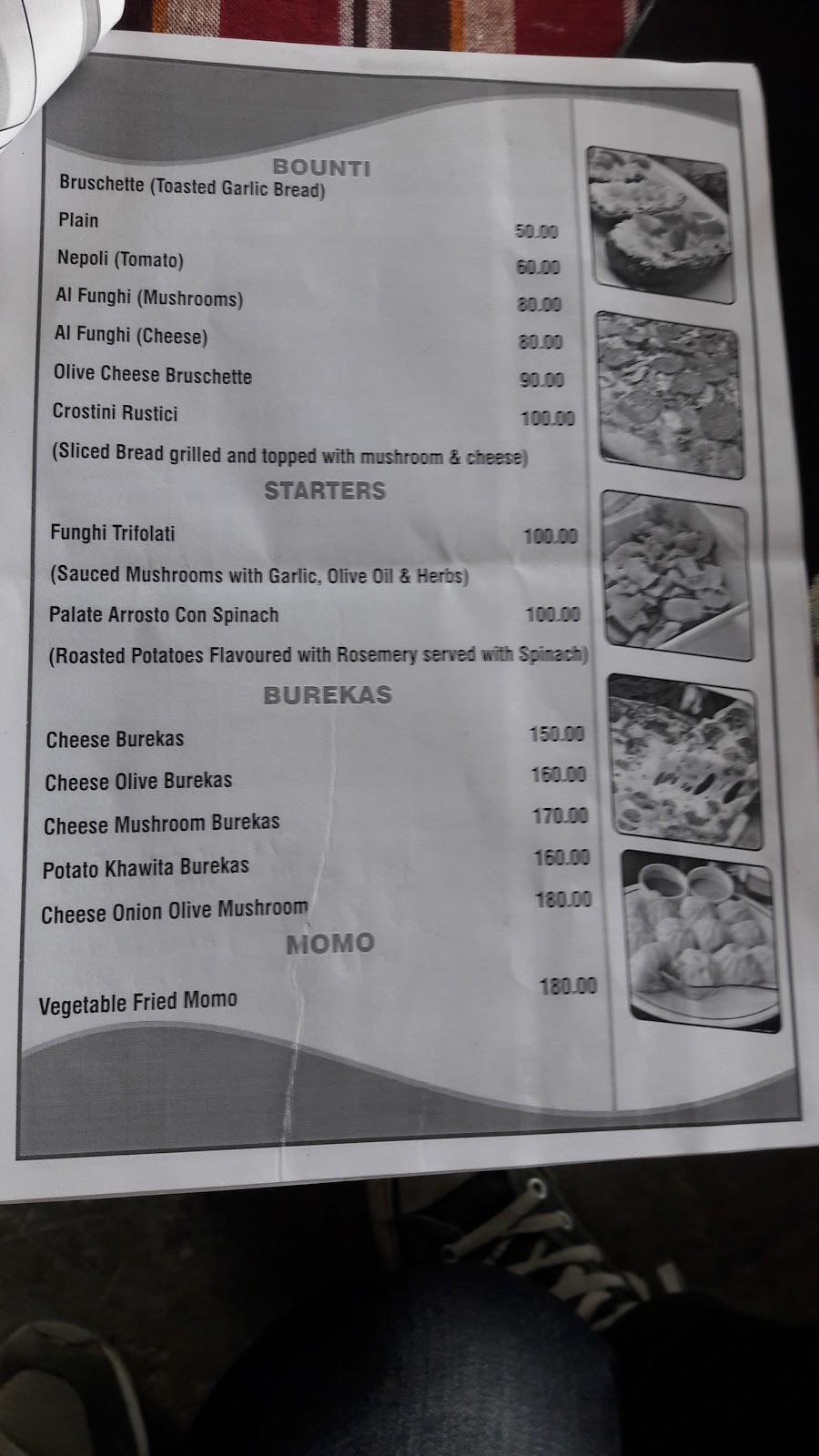 Menu at The Enigma Cafe, Pushkar