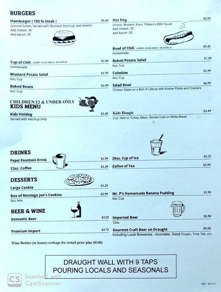 Menu at Mr. P's restaurant, Birmingham