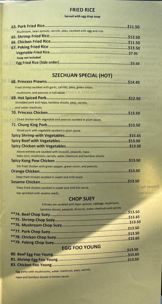 Menu at Peking Restaurant, Muscatine
