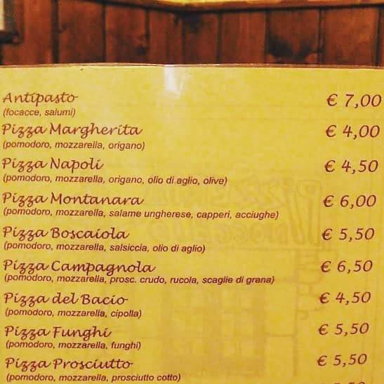Menu at Pinocchio restaurant, Ischitella