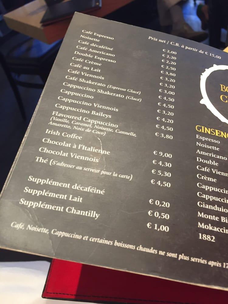 Menu at Caffè Vergnano 1882 cafe, Nice, 11 Rue Halévy