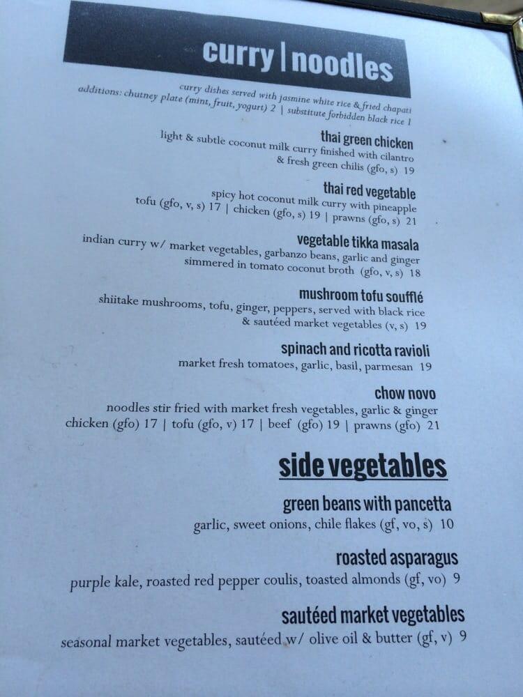 Menu at Novo pub & bar, San Luis Obispo