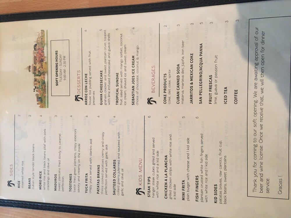 Menu at Guavas Cuban Cafe, Minneapolis