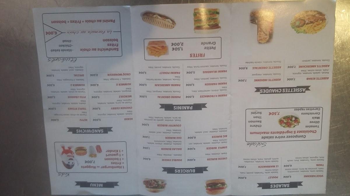 Carta del restaurante le Marrakech, Argenton-sur-Creuse