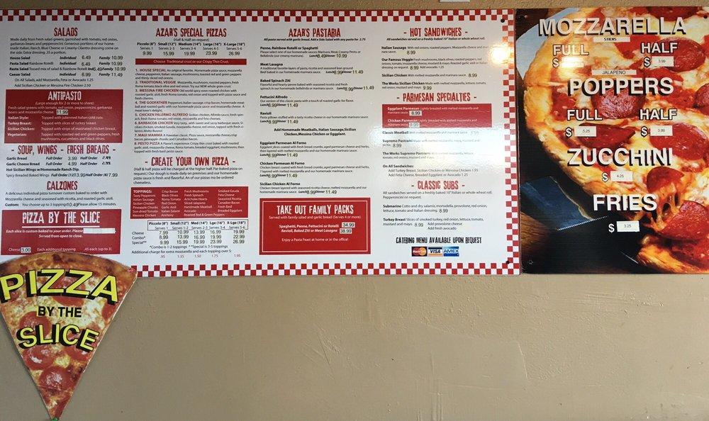 Menu at Azar`s Gourmet Pizza pizzeria, Newport Beach