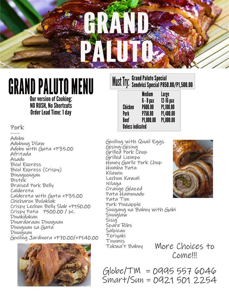 Menu at Grand Paluto, Cabanatuan City