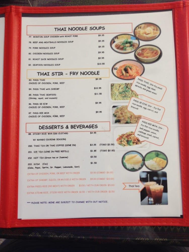 Menu at Grandma’s Thai Cuisine restaurant, Harker Heights