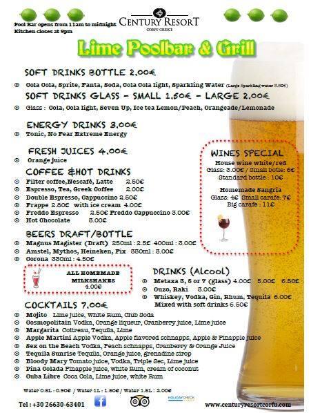 Menu at Lime Pool Bar & Grill, Acharavi