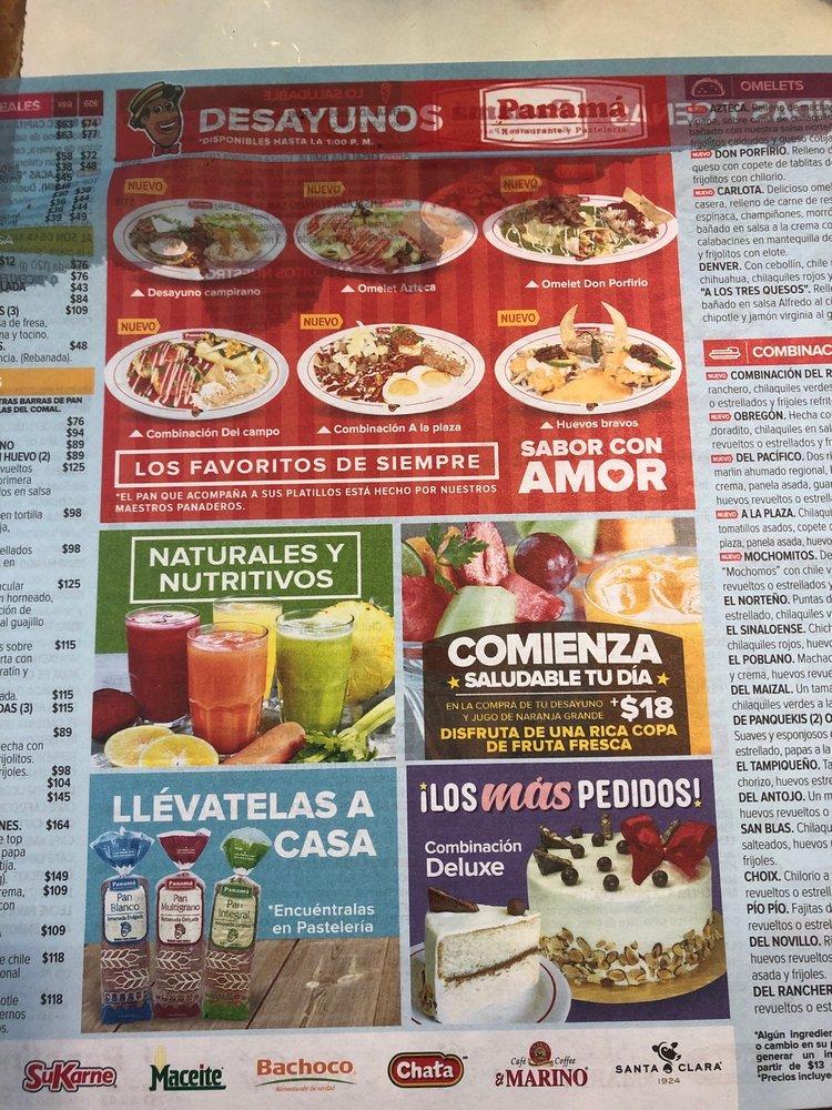 Carta del restaurante Panamá, Culiacán Rosales, Av. Domingo Rubí Norte 671