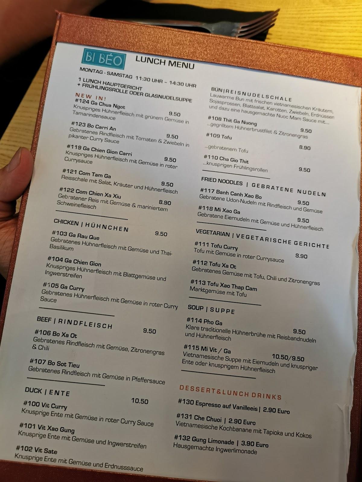 Speisekarte von Bi Béo restaurant, München