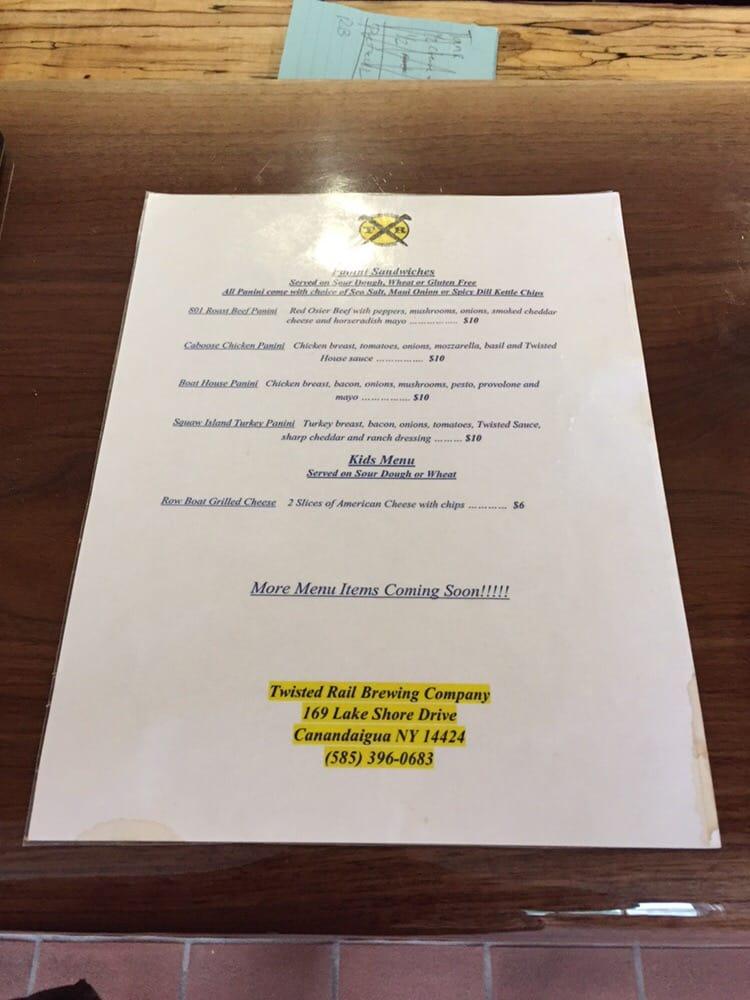 Menu at TWISTED RAIL BREWING CANANDAIGUA restaurant, Canandaigua