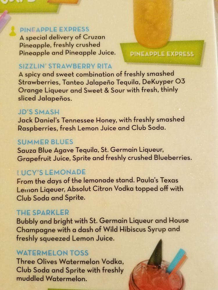 Menu at The Spot restaurant, Galveston