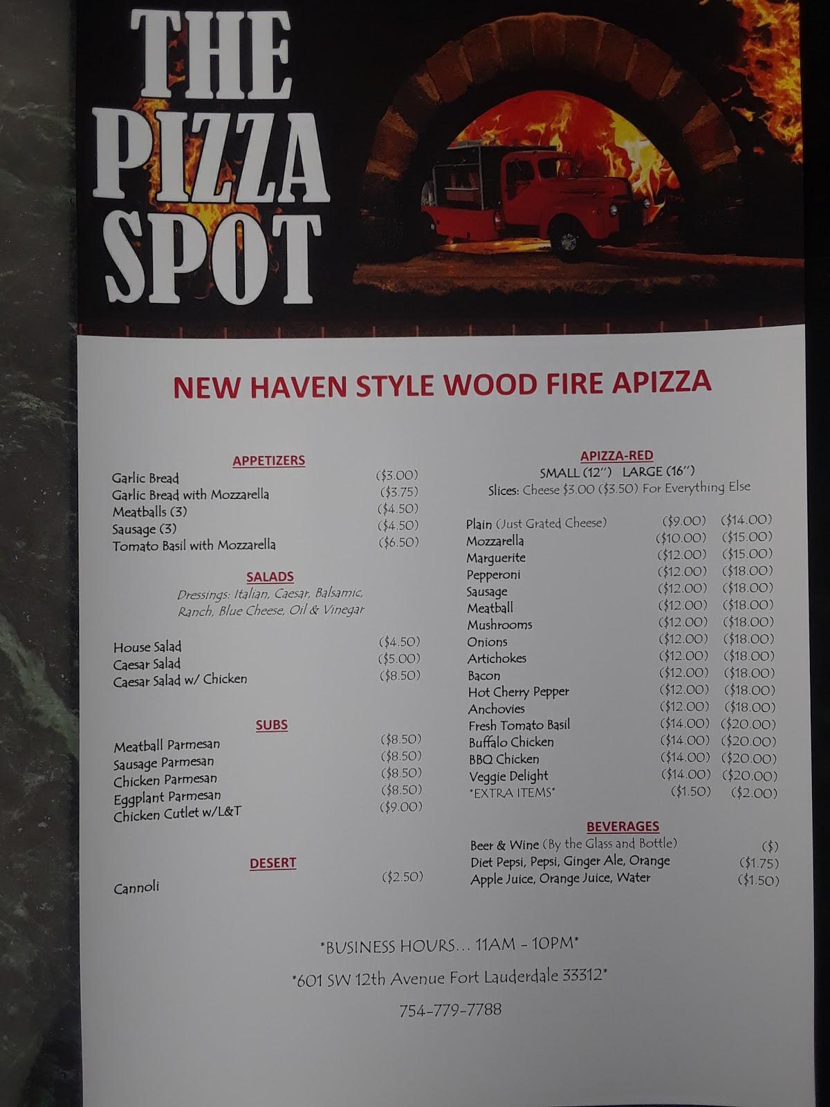 Menu at The pizza spot pizzeria, Fort Lauderdale