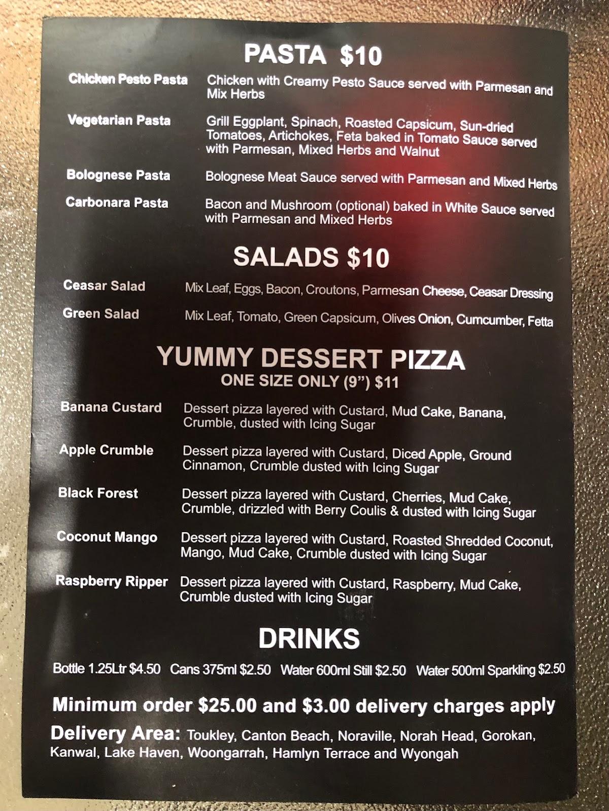 Menu at Aldas Pizza pizzeria, Toukley