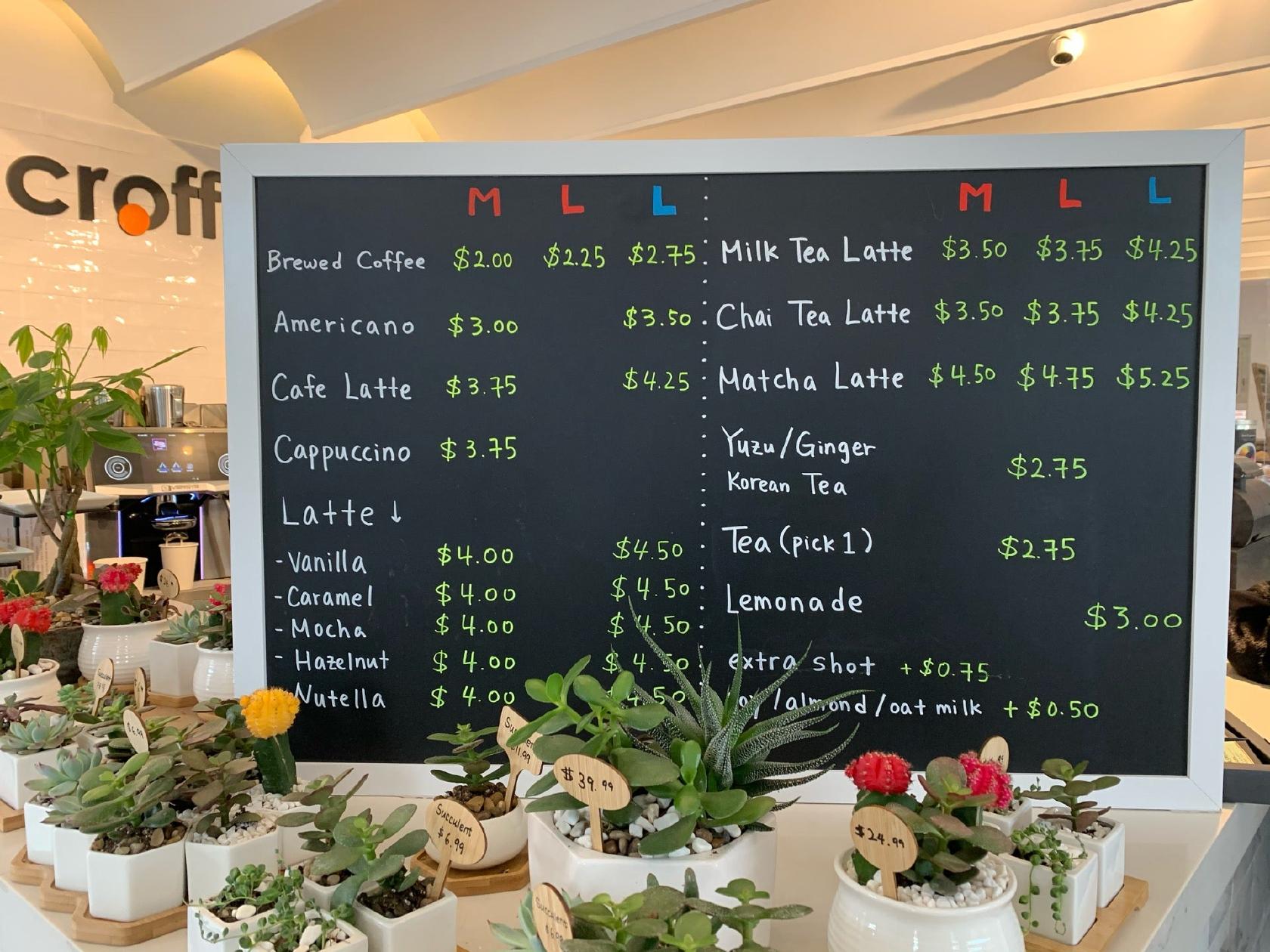 Menu at Croffle House cafe, New York City
