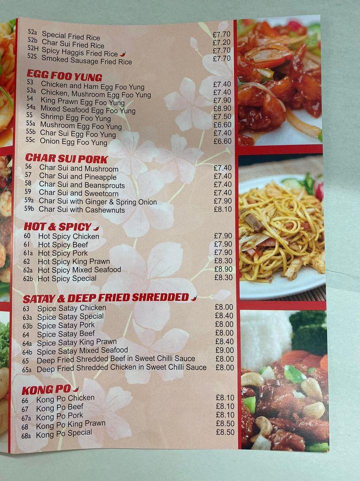 Menu at Martins Takeaway fast food, Bo'ness