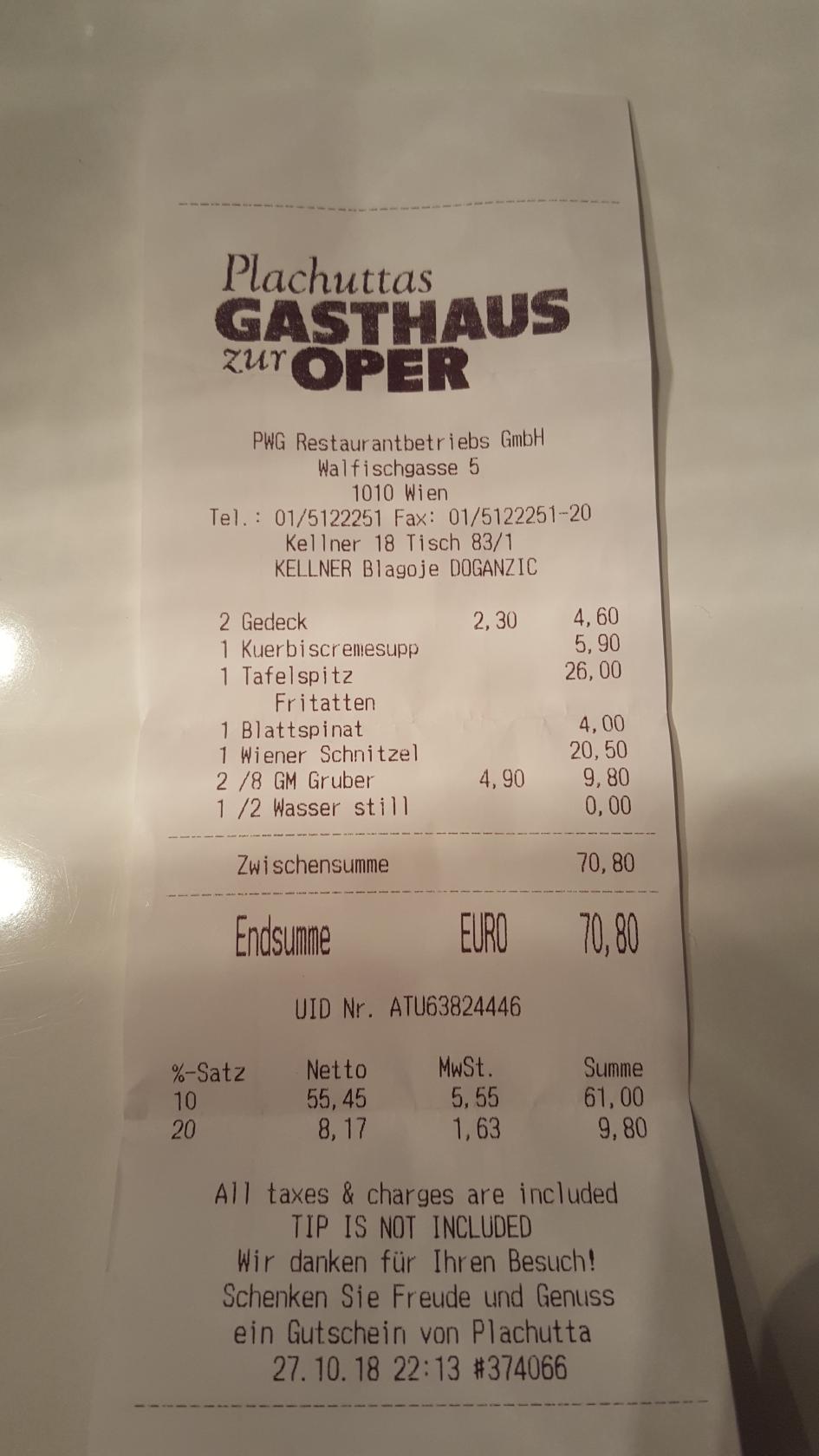 Speisekarte von Plachutta Nussdorf restaurant, Wien, Heiligenstädter ...