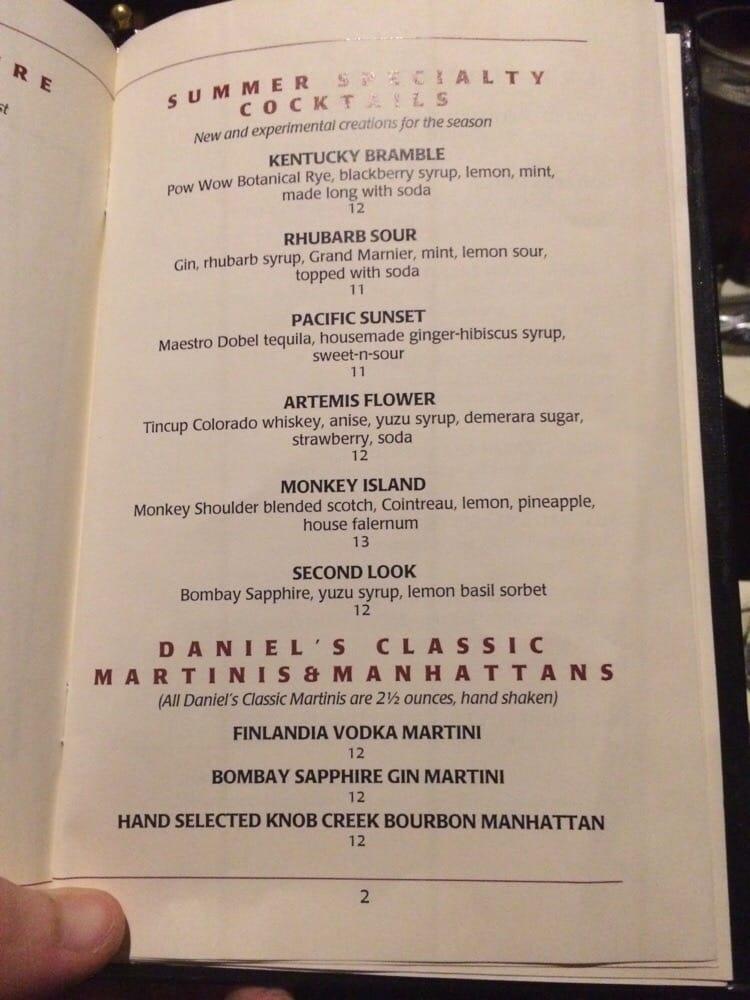 Menu at Daniel's Broiler steakhouse, Seattle, 809 Fairview Pl N