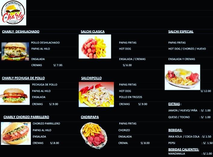 Menu at Las Hamburguesas de Charly restaurant, San Miguel